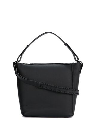 Allsaints Kadın Siyah Logolu Deri Omuz Çantası EU