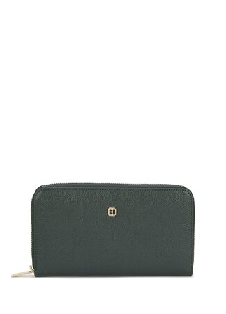 Beymen Hediye Kadın XL Haki Dokulu Deri Cüzdan EU