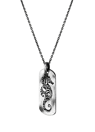 Kayra Khan Erkek Sea Horse Gümüş Rengi Kolye Gri EU