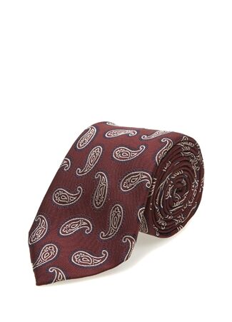 Tino Cosma Erkek Bordo Şal Desenli İpek Kravat EU
