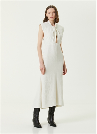 Isabel Marant Kadın Rabea Beyaz Kesim Detaylı Midi Elbise 36 FR