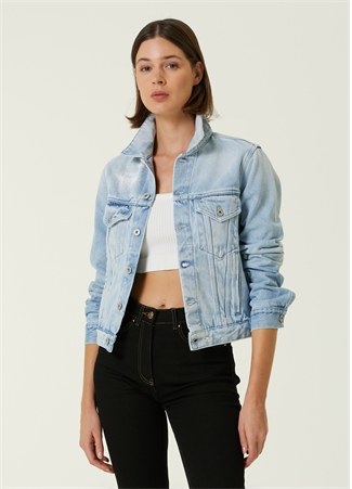 Off-White Kadın Mavi İngiliz Yaka Logo Baskılı Jean Ceket 38 IT Off-White Kadın Mavi İngiliz Yaka Logo Baskılı Jean Ceket 38 IT