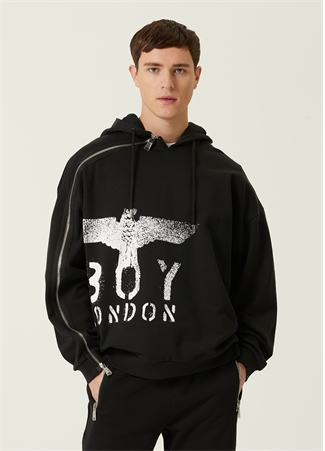 Boy London Erkek Siyah Kapüşonlu Fermuar Detaylı Sweatshirt S EU Boy London Erkek Siyah Kapüşonlu Fermuar Detaylı Sweatshirt S EU