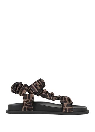 Fendi Kadın Kahverengi Logo Desenli Sandalet 37.5 Eu