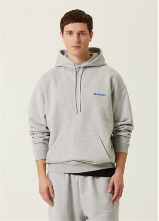Balenciaga Erkek Gri Kapüşonlu Logolu Sweatshirt M EU Balenciaga Erkek Gri Kapüşonlu Logolu Sweatshirt M EU