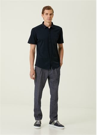 Palzileri Lab Erkek Lacivert Pilili Keten Pantolon 46 IT Palzileri Lab Erkek Lacivert Pilili Keten Pantolon 46 IT