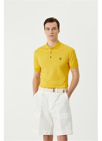 Zegna Erkek Sarı Polo Yaka Nakışlı T-shirt 48 It