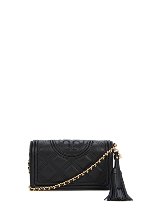 Tory Burch Kadın Siyah Kapitoneli Logolu Deri Omuz Çantası EU Tory Burch Kadın Siyah Kapitoneli Logolu Deri Omuz Çantası EU