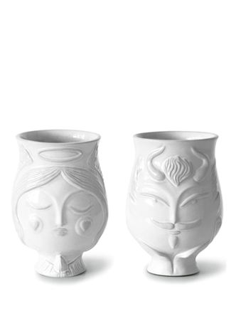 Jonathan Adler Utopia Devil Angel Beyaz Porselen Vazo