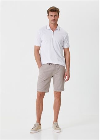 Network Erkek Vizon Çizgili Şort Bej 46 Eu