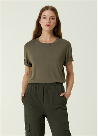 Beymen Club Kadın Haki Bisiklet Yaka Basic T-shirt XS Beymen Club Kadın Haki Bisiklet Yaka Basic T-shirt XS