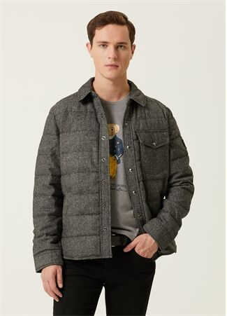 Polo Ralph Lauren Erkek Gri Mikro Kazayağı Desenli Yün Dış Gömlek XL EU Polo Ralph Lauren Erkek Gri Mikro Kazayağı Desenli Yün Dış Gömlek XL EU