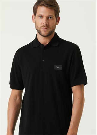 Dolce&Gabbana Erkek Siyah Polo Yaka Logolu T-shirt 44 IT