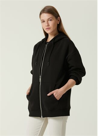 Beymen Club Kadın Siyah Kapüşonlu Logolu Sweatshirt S