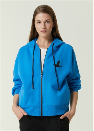 Beymen Club Kadın Mavi Kapüşonlu Logolu Sweatshirt S Beymen Club Kadın Mavi Kapüşonlu Logolu Sweatshirt S