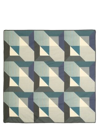 Pal Zileri Erkek Mavi Gri Geometrik Desenli Atkı EU