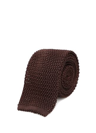 Pal Zileri Erkek Kahverengi Örgü Dokulu İpek Kravat EU
