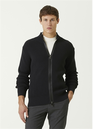 Canali Erkek Siyah Dik Yaka Çizgi Dokulu Triko Hırka 52 IT Canali Erkek Siyah Dik Yaka Çizgi Dokulu Triko Hırka 52 IT