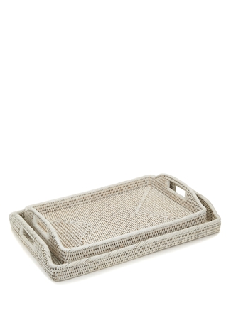 Baolgi Beyaz 2li Rattan Servis Seti Baolgi Beyaz 2li Rattan Servis Seti