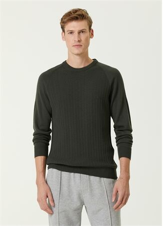 Beymen Collection Erkek Haki Balıksırtı Dokulu Kazak S EU