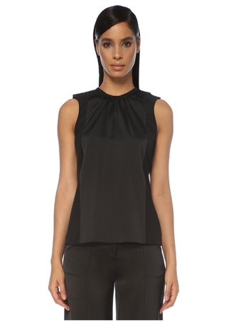 Victoria by Beckham Kadın Siyah Büzgülü Drape Detaylı Kolsuz Bluz 0 US
