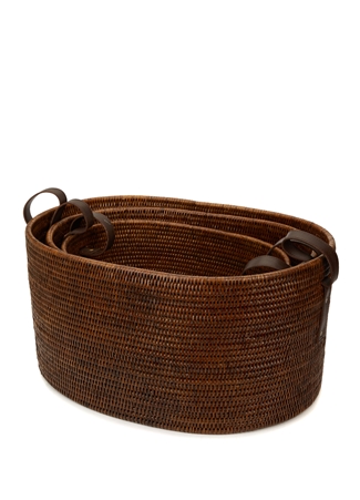 Baolgi Kahverengi Oval Formlu 3lü Rattan Sepet Baolgi Kahverengi Oval Formlu 3lü Rattan Sepet