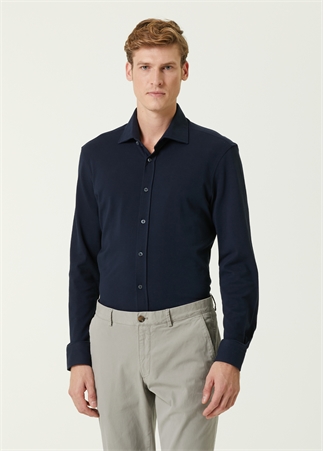 Beymen Collection Erkek Custom Fit Lacivert Orijinal Yaka Örme Gömlek 38 IT Beymen Collection Erkek Custom Fit Lacivert Orijinal Yaka Örme Gömlek 38 IT