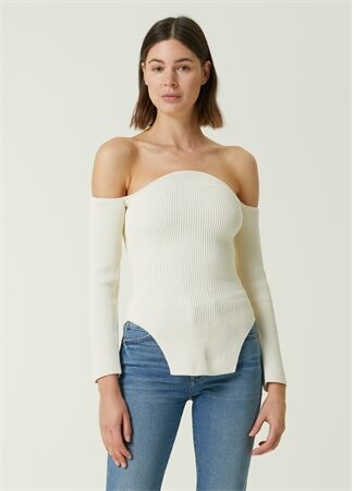 Khaite Kadın Beyaz Asimetrik Kesimli Triko Bej XS EU