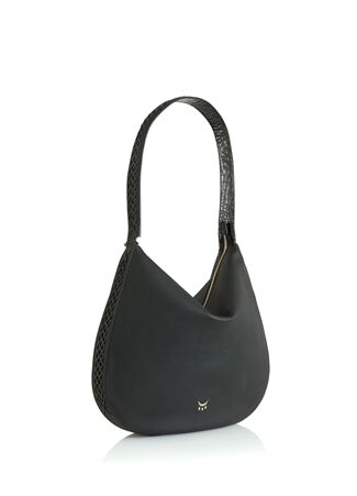 Qimu Kadın Prokopi Siyah Deri El Çantası EU