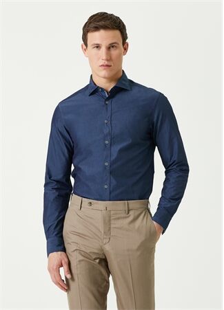 Pal Zileri Erkek Mavi Gömlek Lacivert 40 IT