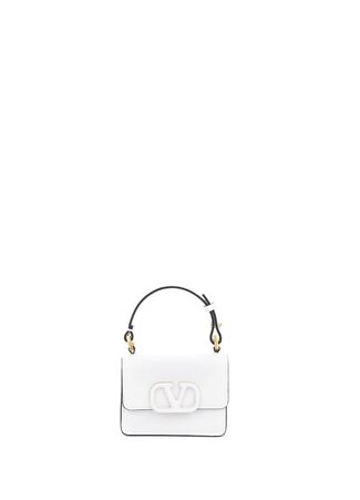 Valentino Garavani Kadın Rockstud Beyaz Deri Omuz Çantası EU Valentino Garavani Kadın Rockstud Beyaz Deri Omuz Çantası EU