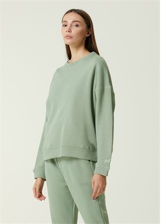 John Frank Kadın Yeşil Bisiklet Yaka Sweatshirt S/M EU