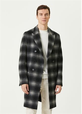 Allsaints Erkek Ventry Siyah Beyaz Ekoseli Palto 42 UK Allsaints Erkek Ventry Siyah Beyaz Ekoseli Palto 42 UK