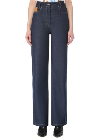 Paco Rabanne Kadın Yüksek Bel Bol Paça Jean Pantolon Mavi 38 IT