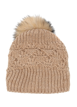 Beymen Collection Kadın Krem Ponponlu Örgü Dokulu Bere Bej EU Beymen Collection Kadın Krem Ponponlu Örgü Dokulu Bere Bej EU