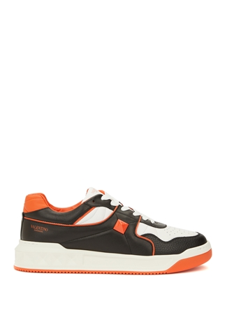 Valentino Garavani Erkek Siyah Turuncu Logolu Deri Sneaker 4 EU Valentino Garavani Erkek Siyah Turuncu Logolu Deri Sneaker 4 EU