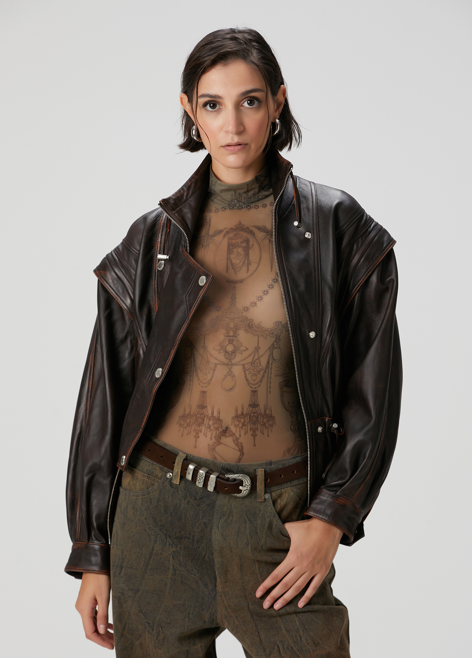 Academia Kahverengi Kadın Kahverengi Eskitme Detaylı Deri Mont 1782771 ...