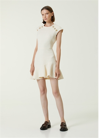 Sandro Kadın Ekru Omzu Düğme Detaylı Mini Elbise Bej 36 FR Sandro Kadın Ekru Omzu Düğme Detaylı Mini Elbise Bej 36 FR