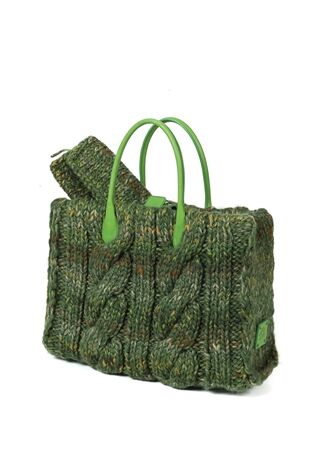 Boobag Kadın Yeşil Örgü Dokulu Yün Omuz Çantası Eu Boobag Kadın Yeşil Örgü Dokulu Yün Omuz Çantası Eu