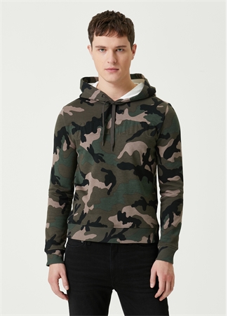 Valentino Erkek Haki Kapüşonlu Kamuflaj Desenli Sweatshirt S EU Valentino Erkek Haki Kapüşonlu Kamuflaj Desenli Sweatshirt S EU