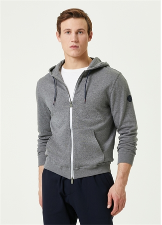 Lardini Erkek Gri Kapüşonlu Logolu Sweatshirt 48 It Lardini Erkek Gri Kapüşonlu Logolu Sweatshirt 48 It