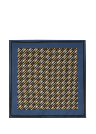 Pal Zileri Erkek Mavi Mikro Logo Desenli İpek Atkı EU