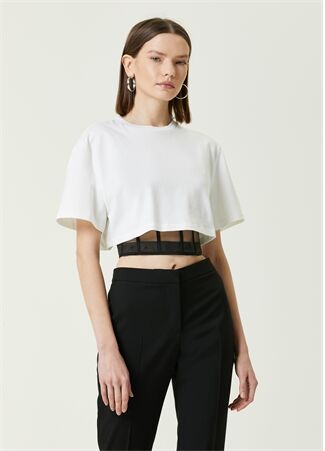 Alexander McQueen Kadın Beyaz Korse Detaylı Crop T-shirt 42 IT