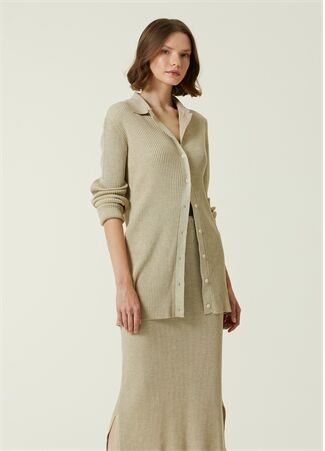 The Row Kadın Bej Polo Yaka İpek Hırka L EU