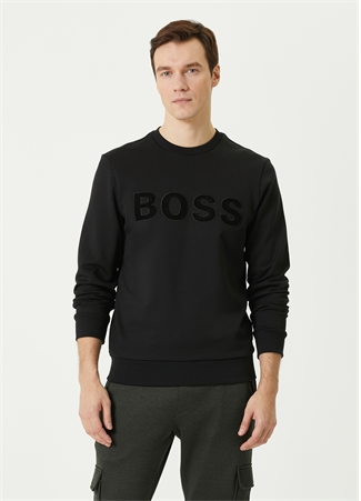 Boss Erkek Siyah Logo Detaylı Sweatshirt S EU Boss Erkek Siyah Logo Detaylı Sweatshirt S EU