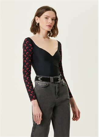 Marine Serre Kadın Siyah Yaka Detaylı Desenli Bluz Xs Eu