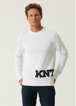 Knt Erkek Beyaz Logo Patchli Sweatshirt XL EU Knt Erkek Beyaz Logo Patchli Sweatshirt XL EU