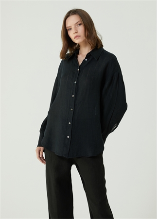 Dor Raw Luxury Kadın The First Light Of Day Siyah Keten Gömlek S EU