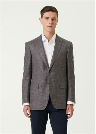 Pal Zileri Erkek Kahverengi Kelebek Yaka Desenli Yün Ceket 48 IT