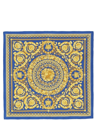 Versace Kadın Barocco Mavi İpek Fular EU Versace Kadın Barocco Mavi İpek Fular EU